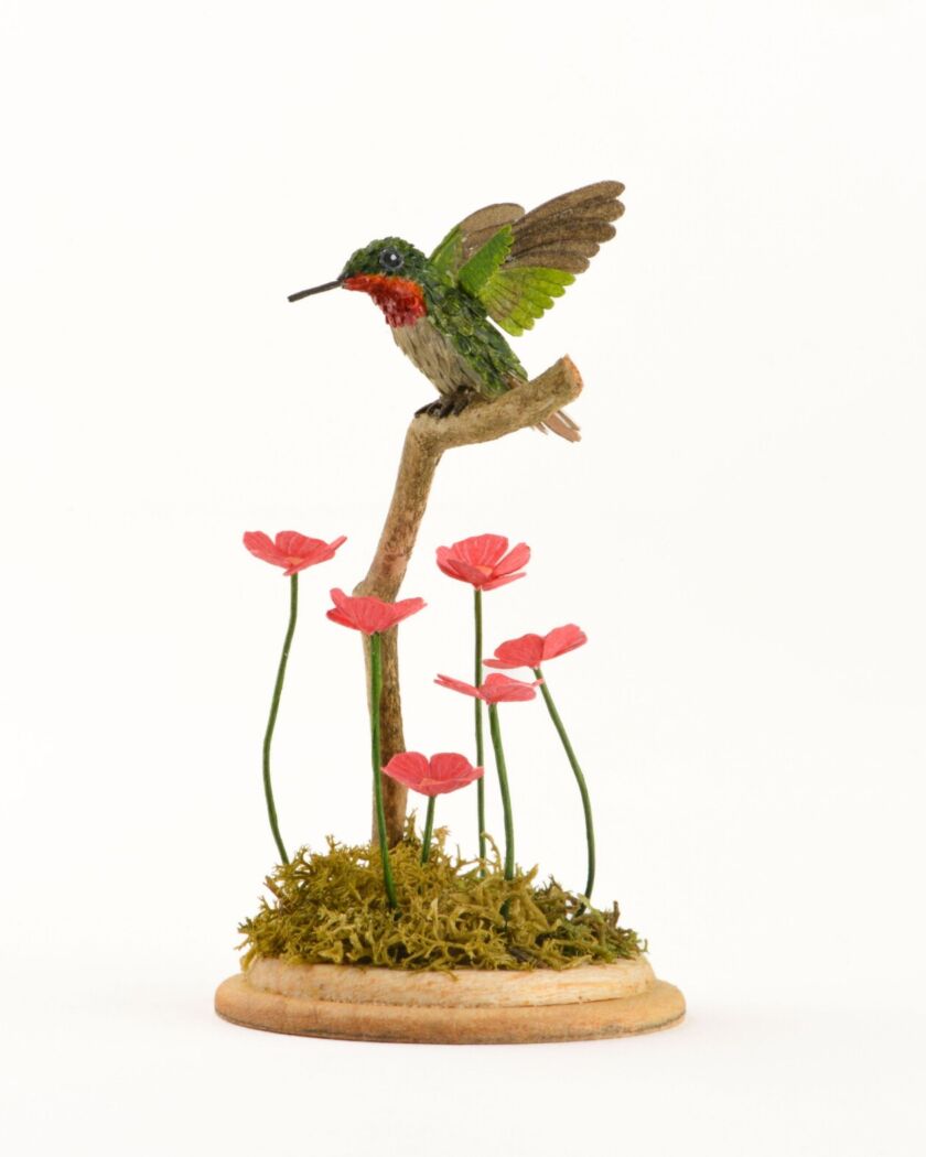 Nayan and Venus: miniature bird paper sculptures