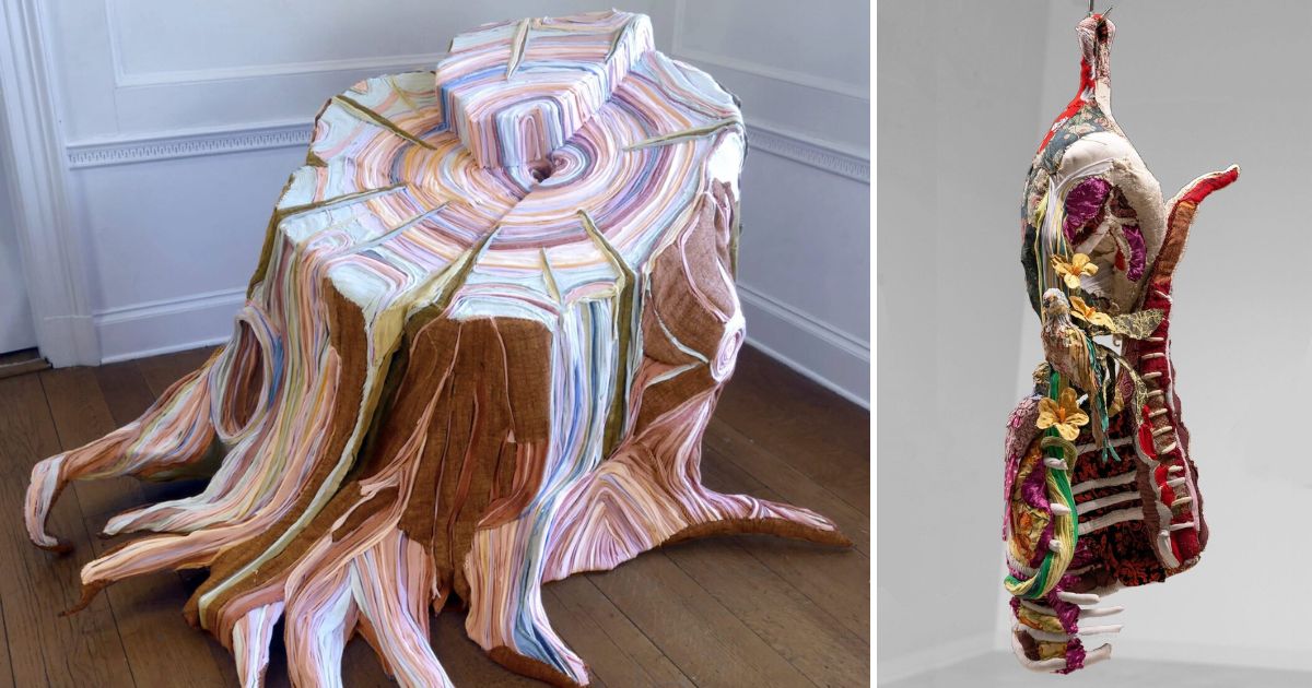 Thought-provoking textile sculptures made from discarded fabrics by ...