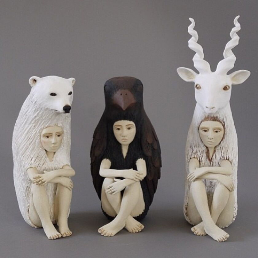 Crystal Morey S Striking Ceramic Sculptures Of Human Animal Hybrids A