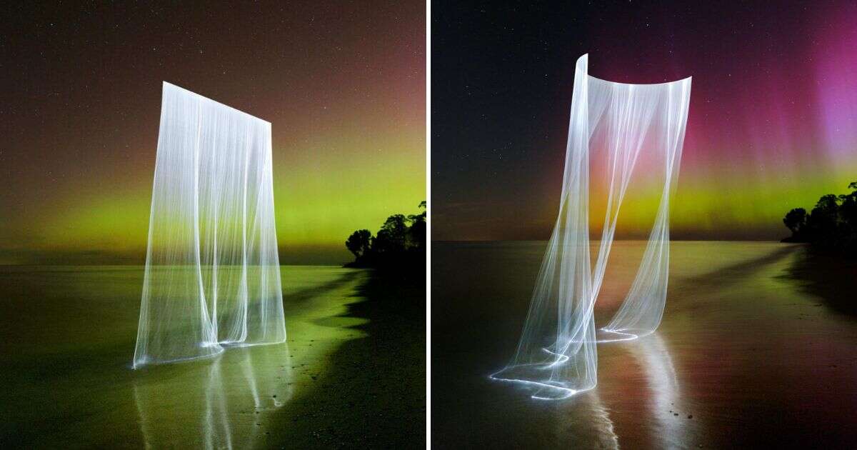 Reuben Wu's light paintings: ethereal curtains of light over Lake ...