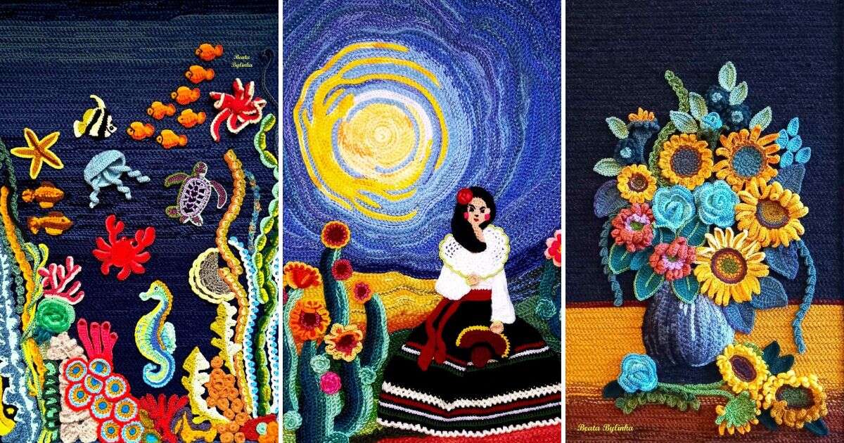 Beata Bylinka’s crochet 'paintings' weave vivid narratives through ...