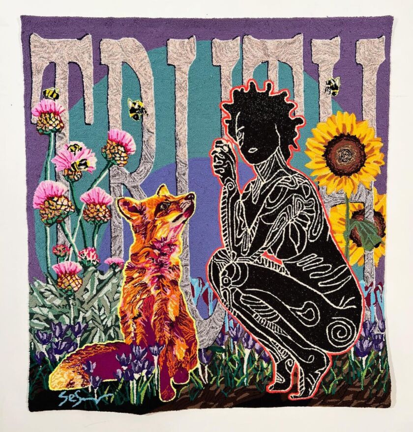 Simone Saunders: hand-tufted textile women portrait art